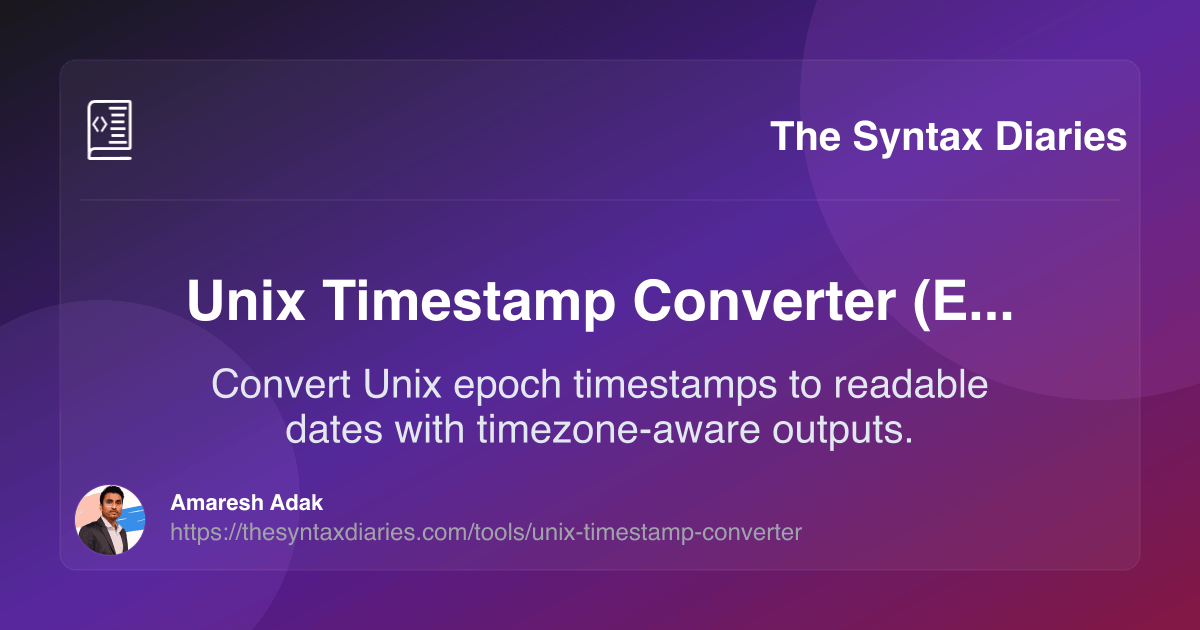 Unix Timestamp Converter (Epoch ↔ Date) — Online Tool